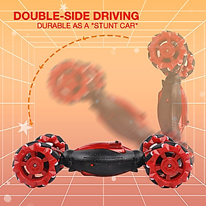 BIRANCO. RC Stunt Car Gesture Sensing - Christmas Red, 2.4GHz 4WD Hand Controlled Double Sided Remote Control Car with Music & Lights, Kids Toy, Gift Ideas for Boys Age 5-12 Years Old
