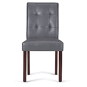 SIMPLIHOME Andover 19 Inch Contemporary Parson Dining Chair (Set of 2) in Stone Grey Vegan Faux Leather, For the Dining Room