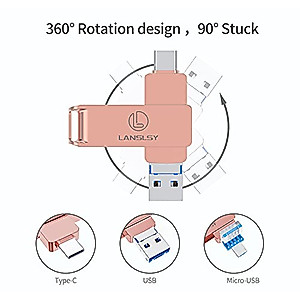USB C Flash Drive 128GB Memory Stick USB 3.0 Type C Flash Drive 3 in 1 OTG USB-C Thumb Drive High Speed for Android Phones,PC,Tablet,Mac,USB-C Smart Phone Data Transfer