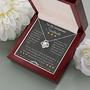 ZILORRA Gifts for Soulmate - Soulmate Necklace for Women, Wife Necklace from Husband, Girlfriend Necklace from Boyfriend, Message Card, Gift Box