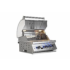 Bonfire CBB3LP 28" 3-Burner Built-in Propane Gas Grill Outdoor with Rear Infrared Burner and Rotisserie,304 Stainless Steel