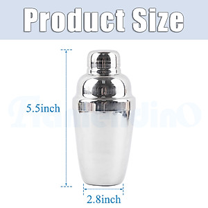 Framendino, 8 OZ Cocktail Shaker Martini Shakers Mixed Shaker Set Stainless Steel Drink Shaker Small Bar Shaker Tools Professional