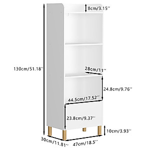 CuisinSmart Bookshelf for Kids, 4-Tier Children's Bookshelf Kid's Book Display, Toy Storage Cabinet Organizer Bookcase for Kid's Room, Playroom, Nursery and Kindergarten White