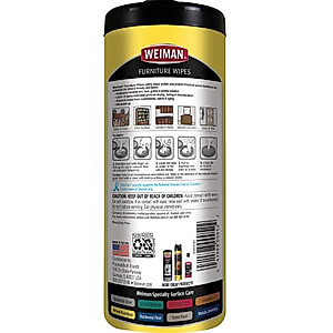 Weiman Wood Cleaner and Polish Wipes - Clean, Polish & Protect Wood Furniture, 30 Count