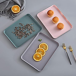 LtyTz 3 Pack 8 x 12 Inch Plastic Tray Blue - Restaurant Grade Non-Slip Tray Excellent for Weddings, Buffets, Birthday, Coffee Table, Kitchen & More