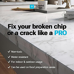 Granite, Marble & Porcelain Repair Kit (Clear, Black & Acrylic) - Ideal as Quartz Countertop Repair Kit I Works Great for Countertops, Tiles, Sinks and Other Surfaces