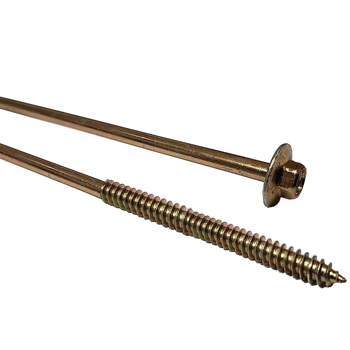 8" - Zinc Coated Rust Resistant Timber Tie - Heavy Duty 1/4" - Hex Head Structural Screw - 5/8" Wide Flange Head with coarse Thread for Secure Hold - Heavy Duty 3/16" Shank for Extra Strength (10)
