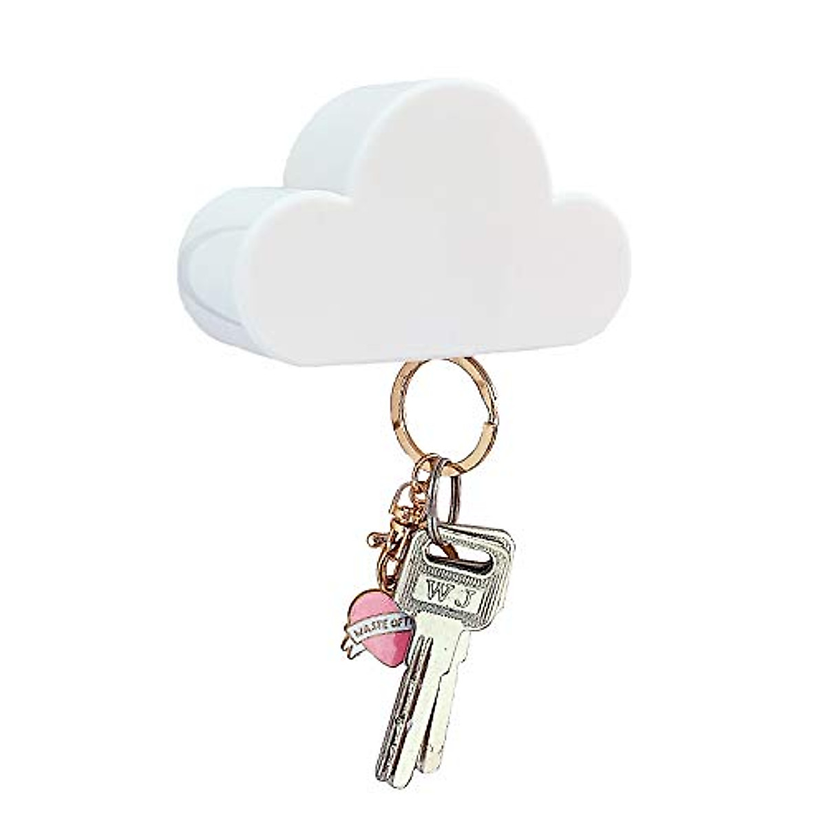 HAPTIME Cloud Key Holder, Magnetic Key Holder for Wall, Cute Decorative Way to Hold Your Keys, Easy to Install, Great for Entryway, Foyer, Garage Door, Fefrigerator etc.(White)