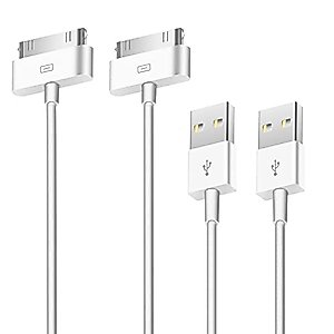 Trenro 2pcs 30 Pin USB Sync Charging Cable Cord Replacement for Old Apple iPhone 4/4S 3G/3GS, iPad 1/2/3,iPod Nano/iPod Touch