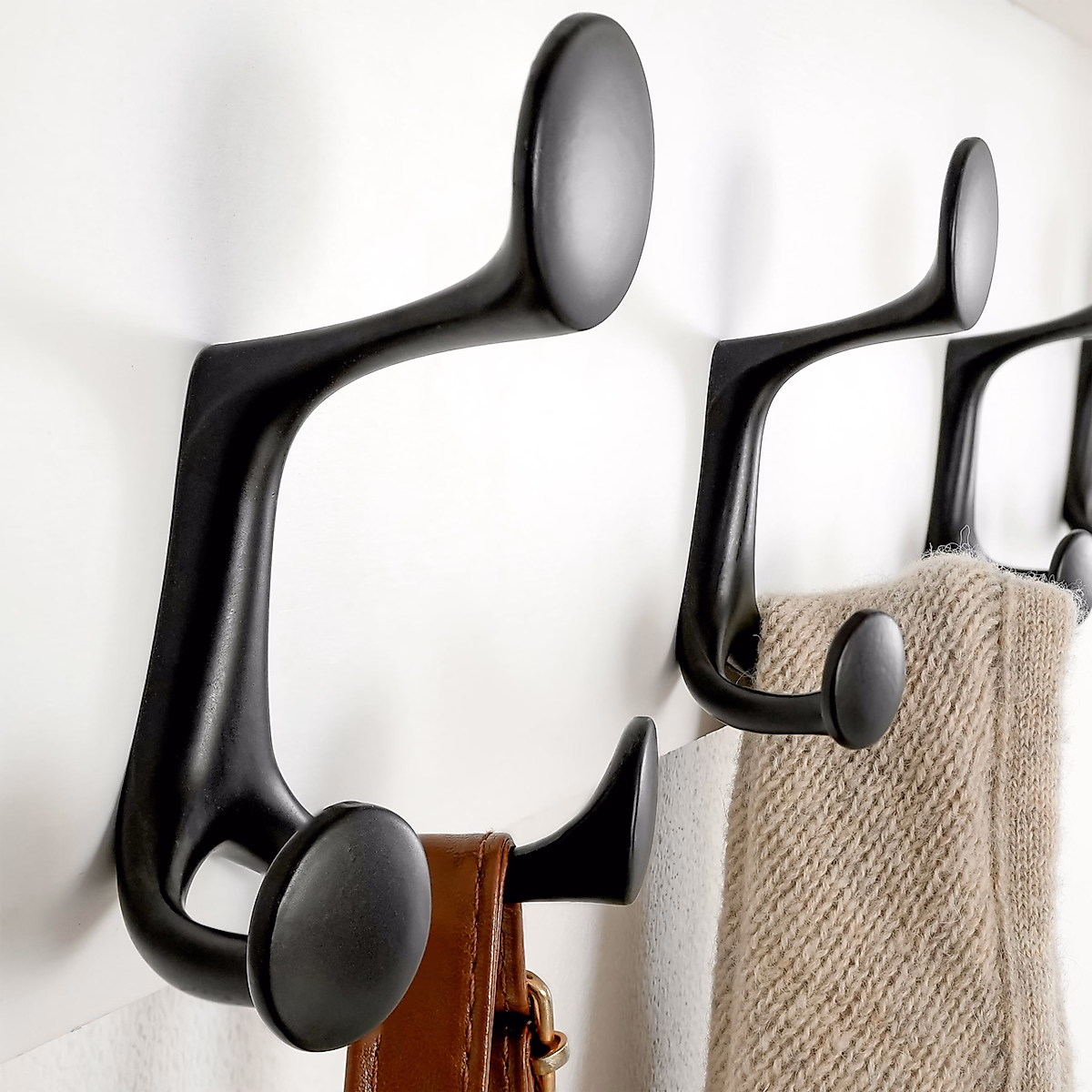 SKOLOO Wall Shelf with Hooks, 35-Inch White Coat Rack Wall Mount with Shelf Organizer - Heavy Duty, 5 Tri Hooks - Perfect for Entryway, Hallway, Living Room, Bedroom, Mudroom