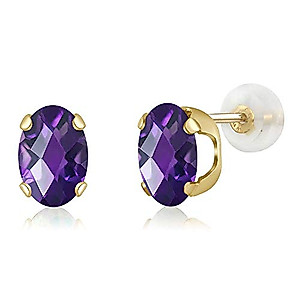 Gem Stone King 14K Yellow or White Gold 8X6MM Oval Gemstone Birthstone Stud Earrings | Oval Gold Earrings For Women