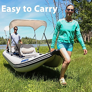 Sea Eagle 437ps PaddleSki Inflatable 1-2 Person Catamaran Boat – Paddle, Motor, Fish, or Sail – 4-in-1 Inflatable Watercraft – Self Bailing (437ps PaddleSki Swivel Seat Package)