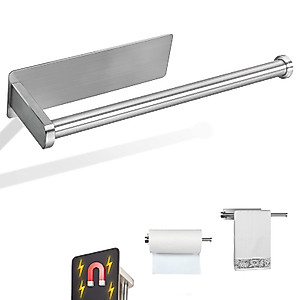 Paper Towel Holders Magnetic Steel Brushed Towel Roll Holders with Strong Magnetic Backing - Fit for Large Paper Towels-for Kitchen,Refrigerator,Grill,Toolbox,Garage,Shop