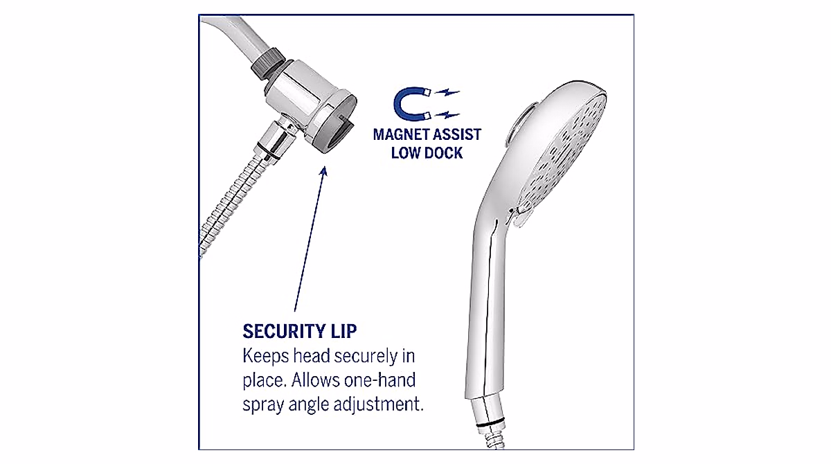 Waterpik Magnetic Dual Dock Adjustable Height Hand Held Shower Head ...