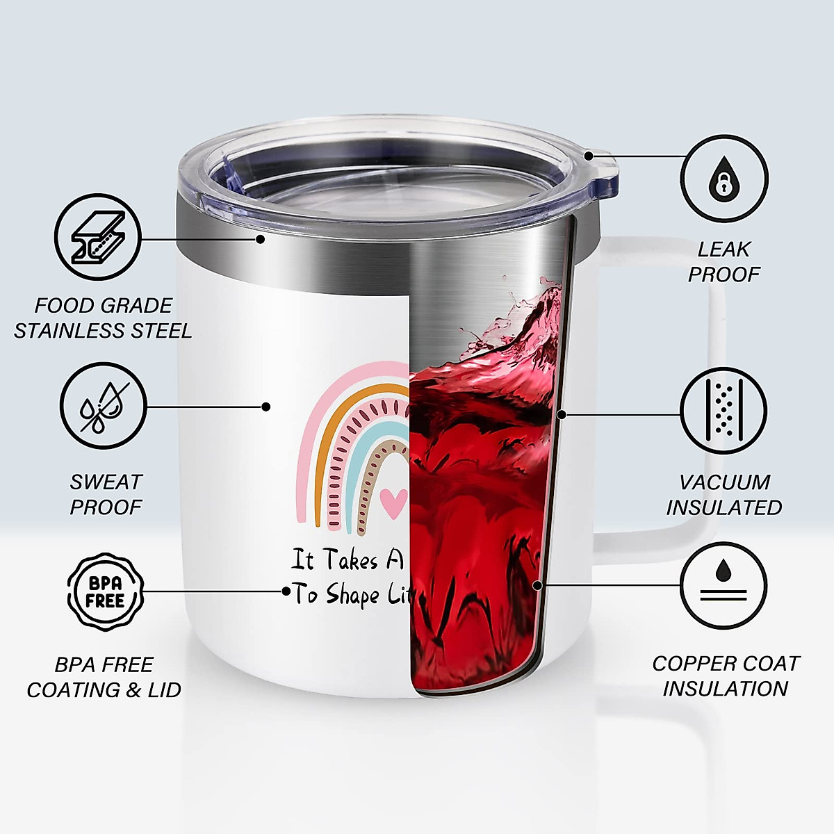 LiqCool Teacher Appreciation Gifts, Teacher Gifts for Women, It Takes A Big Heart To Shape Little Minds Gifts for Teachers, Teacher Birthday Back to School Gifts, Teacher Mug(12OZ)