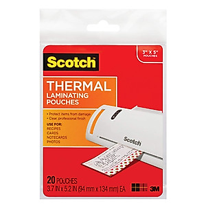 Scotch Thermal Laminating Pouches Premium Quality, 5 Mil Thick for Extra Protection, 20 Pack Photo Size Laminating Sheets, Our Most Durable Lamination Pouch, 3.7 x 5.2 inches, Clear (TP5902-20)