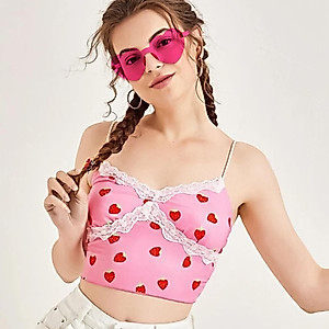 Geopty 14 Pack Hotpink Heart Sunglasses for Women Bulk, Fun Pink Heart Shaped Sunglasses Bachelorette Party Favors Candy Color Heart Glasses Set