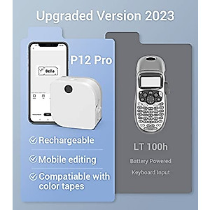 Phomemo Label Maker Machine with Tape P12 PRO Rechargeable Label Makers, Bluetooth Label Maker Compatible Different Font Color Text Label Maker Tape, Multiple Templates Available for Smartphone