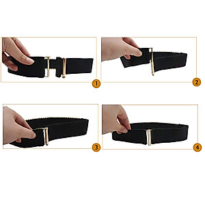 Bellady Fashion Women's Center-Scaled Texturized Metallic Stretch Belt,Gold