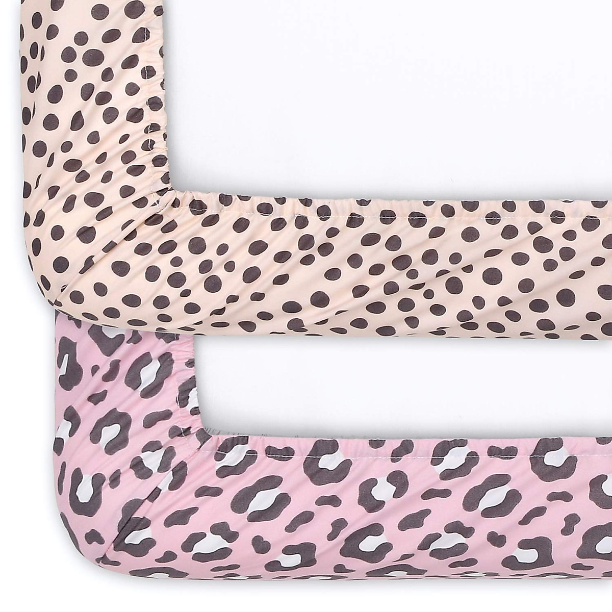 The Peanutshell Fitted Crib Sheet Set for Baby Girls, 2 Pack in Animal Print