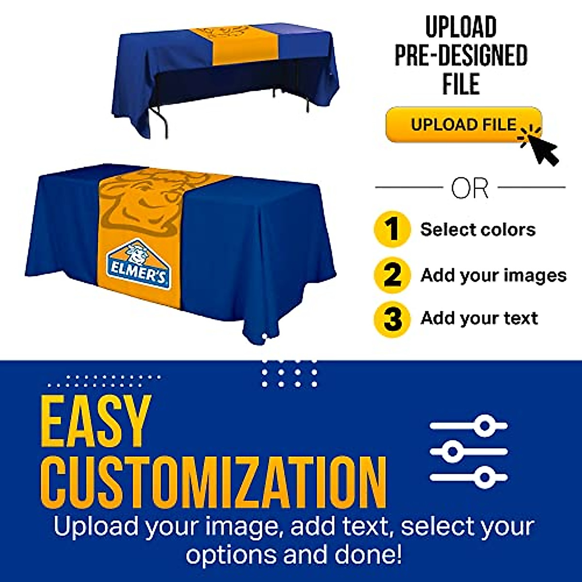 Custom Table Runner Cover with Logo Text Personalized Customizable for Business Vendor Trade Show Shop (36x72)