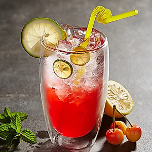 300 Pcs Flexible Colorful Disposable Plastic Bendable Drinking Bendable Straws, 10.4" Long and 0.23'' Diameter