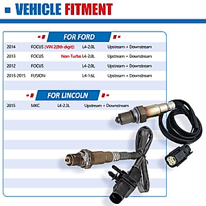 Maxfavor 2Pcs Oxygen Sensor Upstream and Downstream Replacement for Ford Focus Fusion 2012 2013 2014 2015 1.6L 2.0L,for 2015 Lincoln MKC 2.3L O2 Sensor 234-5113 234-4575 02 Sensor