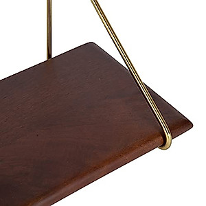 Kate and Laurel Palone Modern Wall Shelf, 24, Walnut and Gold, Minimal Transitional Shelf for Storage and Display