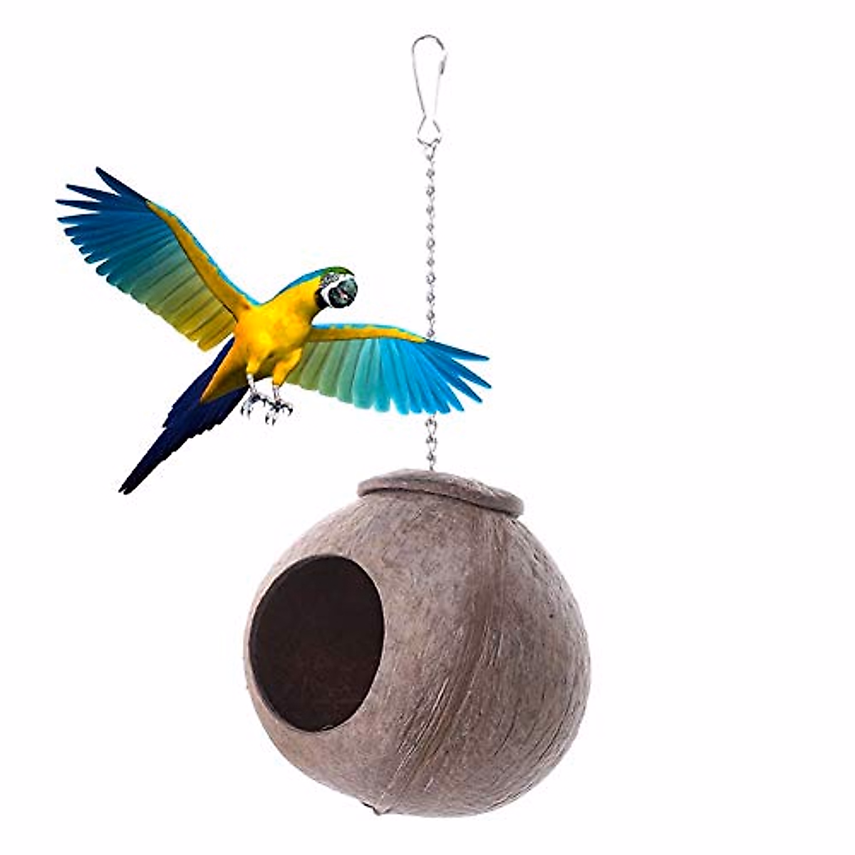 guohanfsh Pet Parrot Parakeet Natural Coconut Shell Bird Nest House Hut Cage