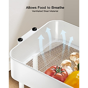 Pipishell 3 Tier Metal Rolling Utility Cart, Heavy-Duty Storage Rolling Cart with 2 Lockable Wheels, Multifunctional Mesh Organization Utility Cart for Kitchen Dining Room Living Room (White)