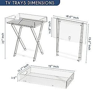 CRYSFLOA TV Tray with Removable Tray Acrylic Folding TV Tray Table Foldable Furniture Modern Small Desk Acrylic Serving Tray Top for Living Room, Bed Room, Kitchen Serving Table with Storage