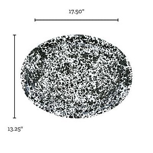 Crow Canyon Home Enamelware Oval Platter, 18 inch, Red/White Splatter