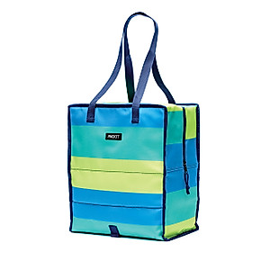 PackIt Freezable Grocery Shopping Bag with Zip Closure, Fresh Stripe