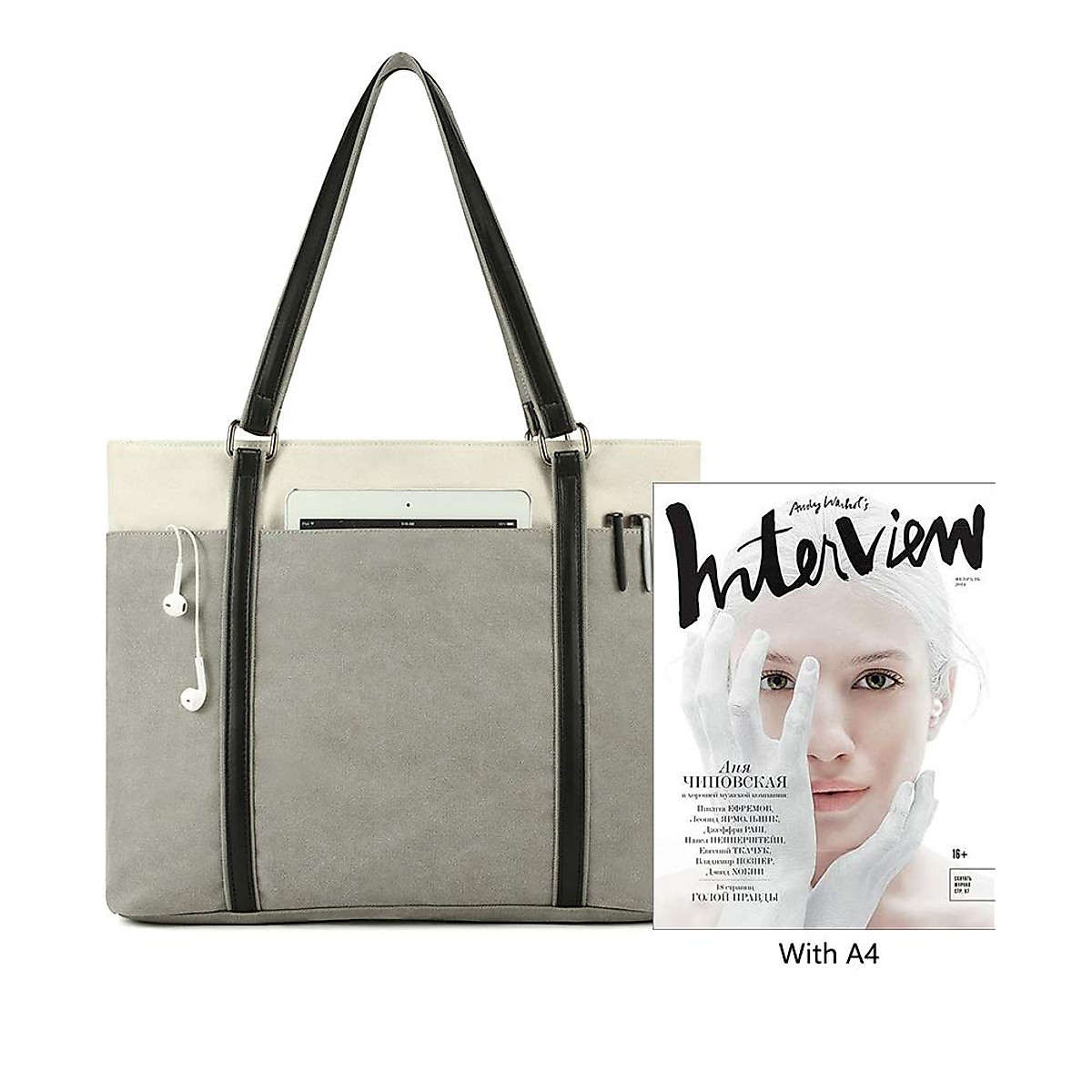 MINTEGRA Tote Bag for Women Fashion Canvas Designer Splice Handbag Purse Shoulder Bag