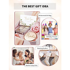 Getinbulk Compact Mirror for Purse, Double-Sided 1X/2X Magnifying Metal Pocket Makeup Mirrors(Round, Rose Gold)