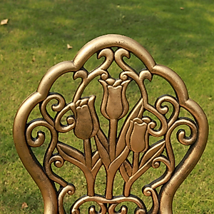 VANZUNE Tulip Bistro Table and Chairs Set 3 Piece Bistro Set Outdoor Patio Bistro Set Patio Table Set with Umbrella Hole for Balcony Backyard Patio Garden,Copper Color