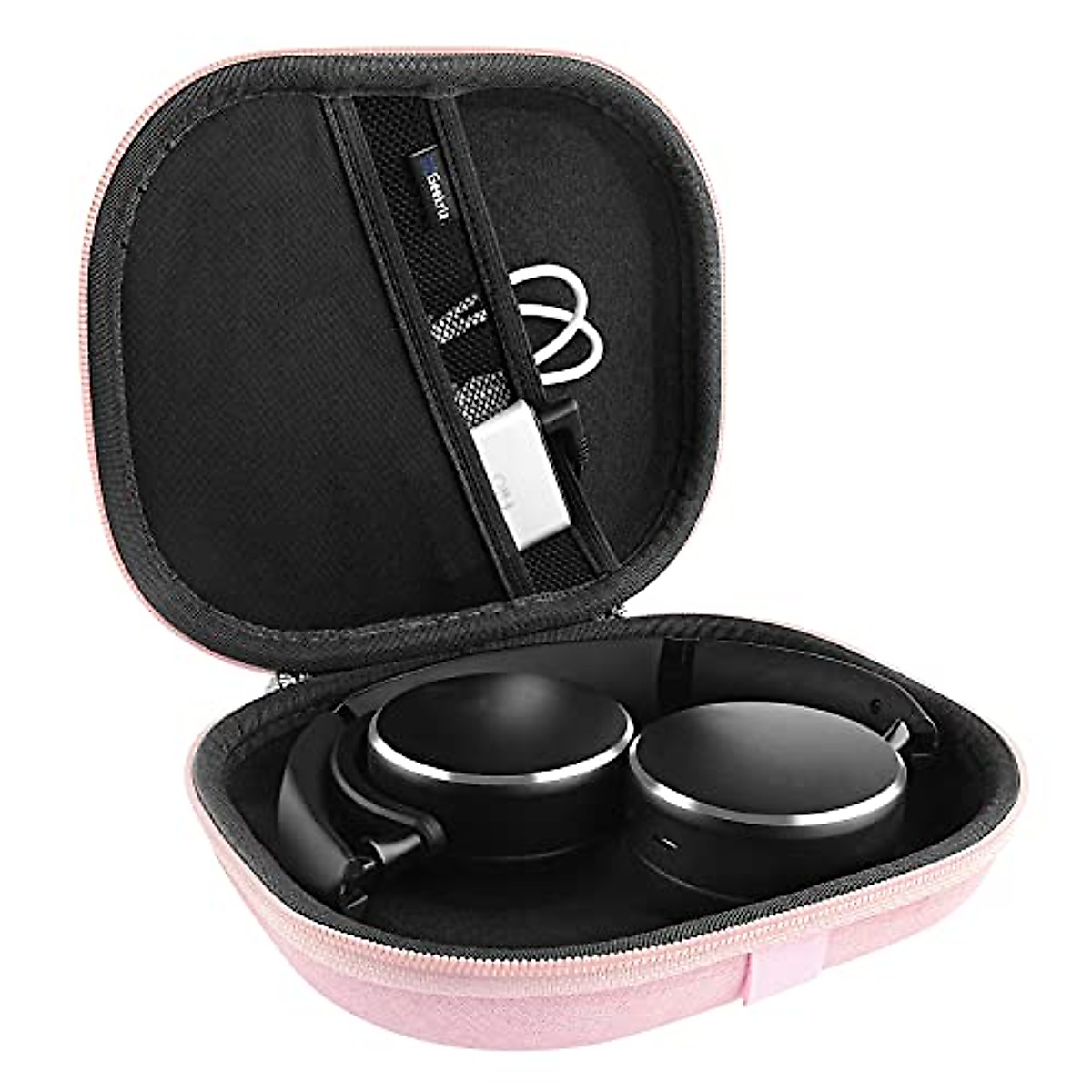 Geekria NOVA Shield Headphones Case Compatible with AKG Y50BT, Y50BTBLK, Y400 Wireless, Y45BT Wireless, N60NC, Y500 Case, Replacement Hard Shell Travel Carrying Bag with Cable Storage (Pink)