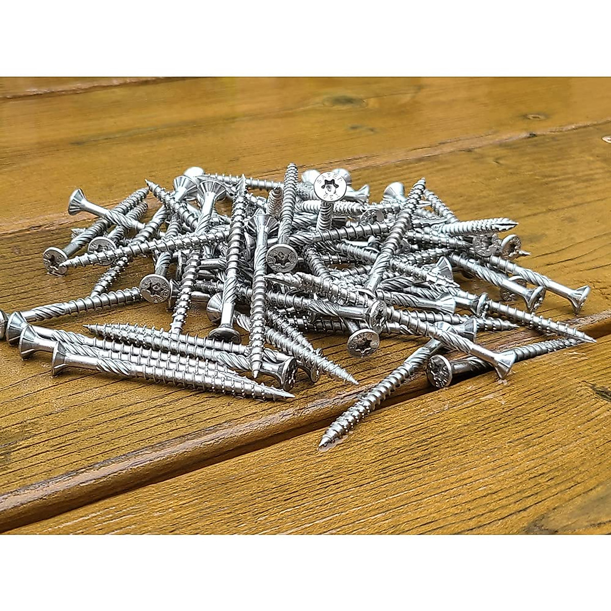 Saberdrive Star Drive Floorboard Screws with Wings, 5lb Box, Approx. 159 Pieces - 1/4" x 3" Self Tapping Screws, Heat, Abrasion, & Corrosion Resistant Thread Forming Screws for Flooring, Repair