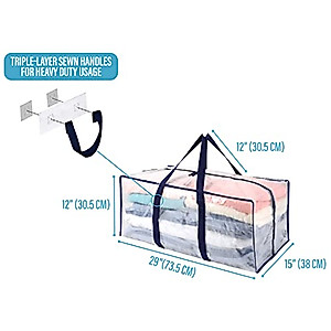 VENO 8 Pack Heavy Duty Extra Large Clear Storage Bag, Moving Bag, Clothes Organizer, for Blanket, Comforter, Bedroom Closet, Dorm Room Essentials, Moving Supplies, Storage Tote, Reusable and Sustainable (Clear - Set of 8)