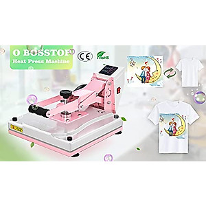 O BOSSTOP Upgrade Clamshell Heat Press 15x15,DIY Digital Industrial-Quality Sublimation Heat Press Machine for T- Shirt Printing,Rhinestone HTV Vinyl Heat Press for Home Use,Businessman(CE/ROHS,Pink)