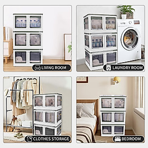 serapy Large Plastic Storage Bins with Lids, 43 Gal Foldable Storage Box with Strong Load Bear, Stackable Storage Containers with 5 Doors Open and Wheels,Storage Organizer For Home Organized