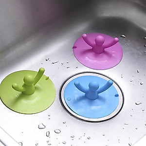 AKOAK 1 Pack Cute Human-Shaped Floor Drain Plug Household Kitchen Toilet Bathroom Shower Waterproof Silicone Sink Plug Bathtub Drain Plug Tool (Green)