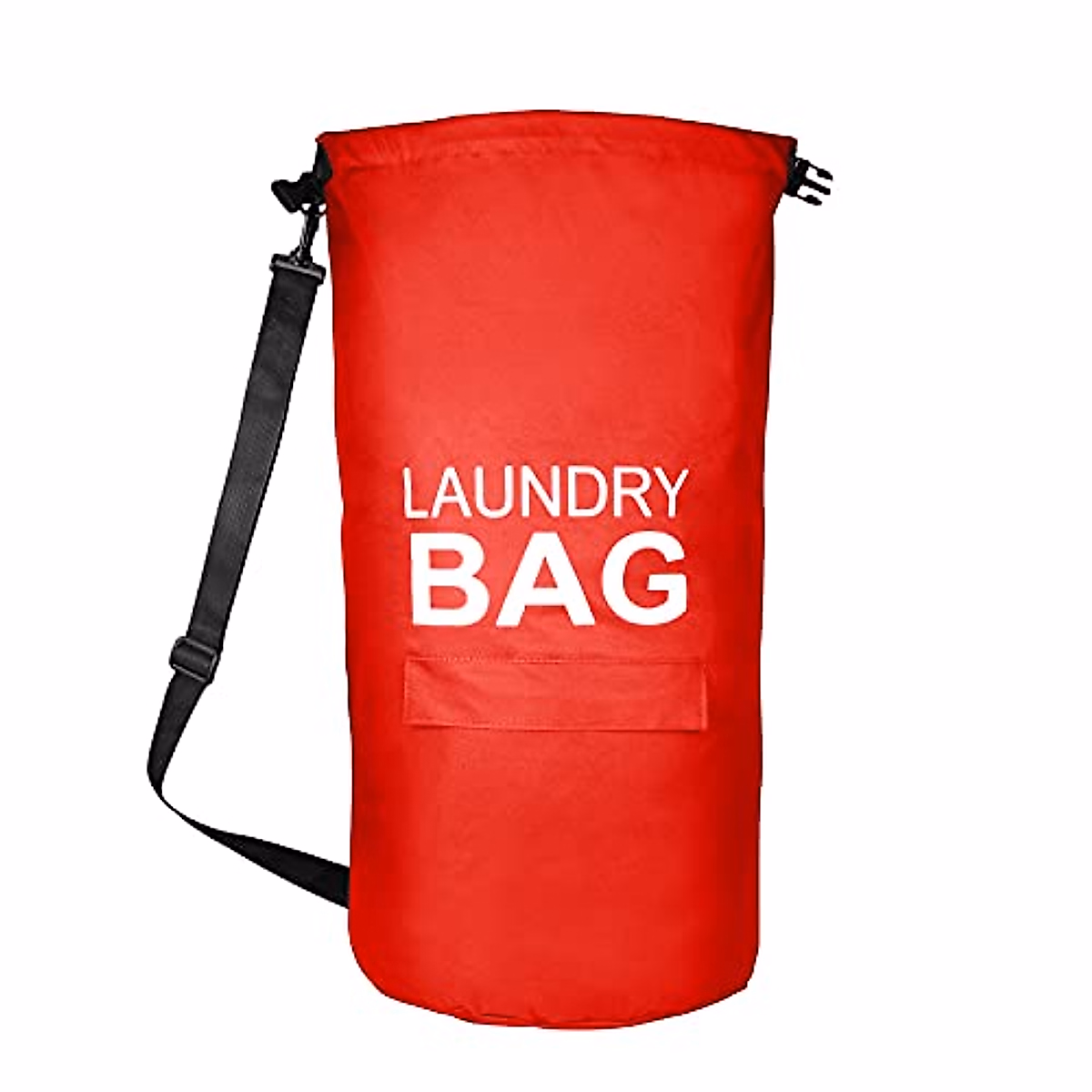 IHOMAGIC 71L Laundry Bag Backpack with Adjustable Shoulder Straps and Pocket, Hanging Fabric Laundry Hamper, Portable Laundry Baskets with Buckle, Extra Large Dirty Clothes Hamper for Laundry (Red)