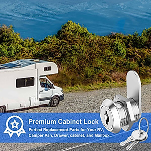 BOZXYE 3 Pack Cabinet Cam Locks Keyed Alike, 5/8" Cabinet Lock with Keys, Rv Locks for Storage Door Secure Files Drawers Mailbox RV Door Tool Box, Zinc Alloy