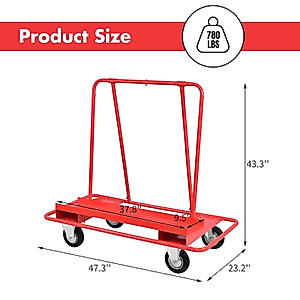IRONMAX Drywall Sheet Cart, Heavy Duty Dolly Panel Truck w/ 4 Wheels & Protective Sloping Angle, Rolling Dolly Sheetrock for Home, Warehouse, Workplace