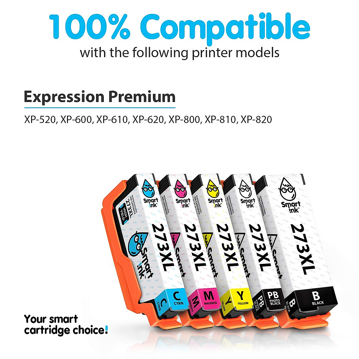Smart Ink Remanufactured Ink Cartridge Replacement for Epson 273 XL 273XL 273 to use with XP 610 XP-600 XP-620 XP-810 XP-820 XP-800 Expression Premium (Black & C/M/Y/PBK, 5 Combo Pack)