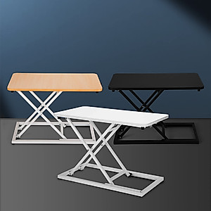 Standing Desk Converter White，Stand up Desk Riser on The Table，Adjustable Height Table top Apply for Laptop and Single Monitor Workstation Office Use.