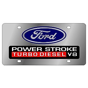 Eurosport Daytona- Compatible with 2005, Ford Powerstroke Turbo Diesel LogoStainless Steel License Plate