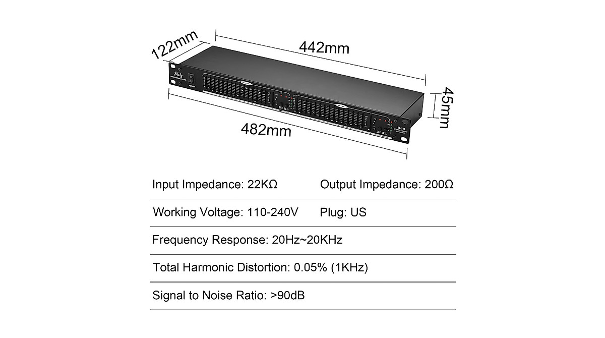 Btuty Audio Equalizer EQ-215 Dual Channel 15-Band Rack Mount