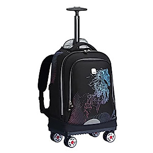 UNIKER Rolling Backpack with Wheels for Travel, Carry-On Spinner Luggage, Roller Bookbag for Girl Boy, Wheeled Laptop Bag Fits 15.6 Inch Notebook, Horse